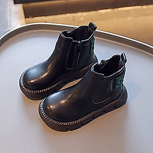 Kids Shoes Solid Color Short Boots Shoes Fashion Non Slip Breathable Nude Women Boots Dress Shoes with Buckles (Black, 8-9 Years Little Child)