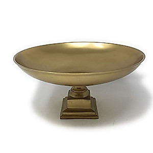Serene Spaces Living Gold Pedestal Bowl - Add Fruit or Treats for a Table Centerpiece with Rich Gold Color, Ideal for Home Decor, Weddings, Parties, Events, Measures 10.75" Diameter &5.75" Tall