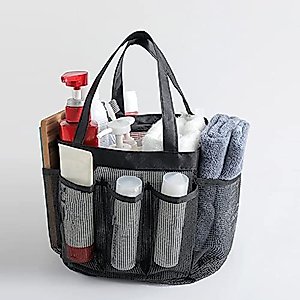 convinced8 Mesh Shower Caddy Basket, Mesh Totes-Shower Caddy Portable Bath & Toiletry Organizer-Bag with 8 Outer Pockets for College Dorm, Travel, Camping (Gray, One Size)