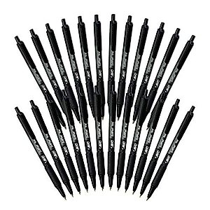 BIC Soft Feel Retractable Ball Point Pen, Fine Point, Black Ink (24-Count, Black, Fine Point)