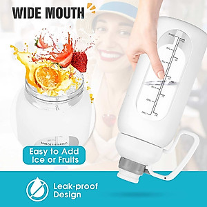 Aqulea Glass Water Bottle 64 oz - Big, Leakproof, Pregnancy Tracker, Gym Bottle with Straw and Time Marker (White)