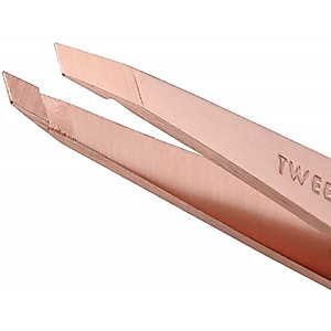 Tweezerman Stainless Steel Slant Tweezer - Eyebrow Tweezers for Women and Men (Rose Gold)