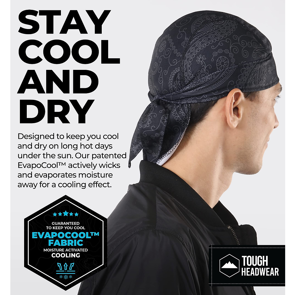 Cooling Helmet Liners - Do Rag Skull Caps for Men - Cooling Head Wraps, Hard Hat Liner - Motorcycle Pirate Bandana