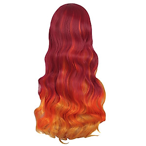 MapofBeauty 28 Inch/70cm Beautiful Long Wavy Harajuku Style Cosplay Wig (Fluorescent Orange/Red/Orange Yellow)