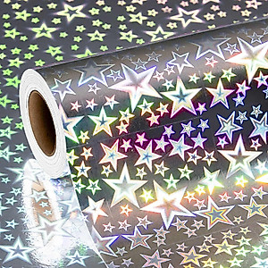 MAYPLUSS Holographic Wrapping Paper - Mini Roll - 17 Inch X 32.8 Feet- Metallic Green Foil Design (47.3 sq.ft.ttl)