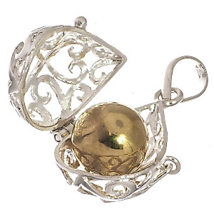 Harmony Ball Chime Teardrop 925 Sterling Silver Locket Pendant, 1 3/16"