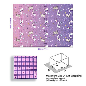 Dtiafu Baby Wrapping Paper - 10 Sheets Purple Pink Gift Wrap Paper for Baby Girl Neutral Birthday Baby Shower - Bear/Diamond, Rainbow/Floral Print - 20 x 28inch Per Sheet (Kraft)