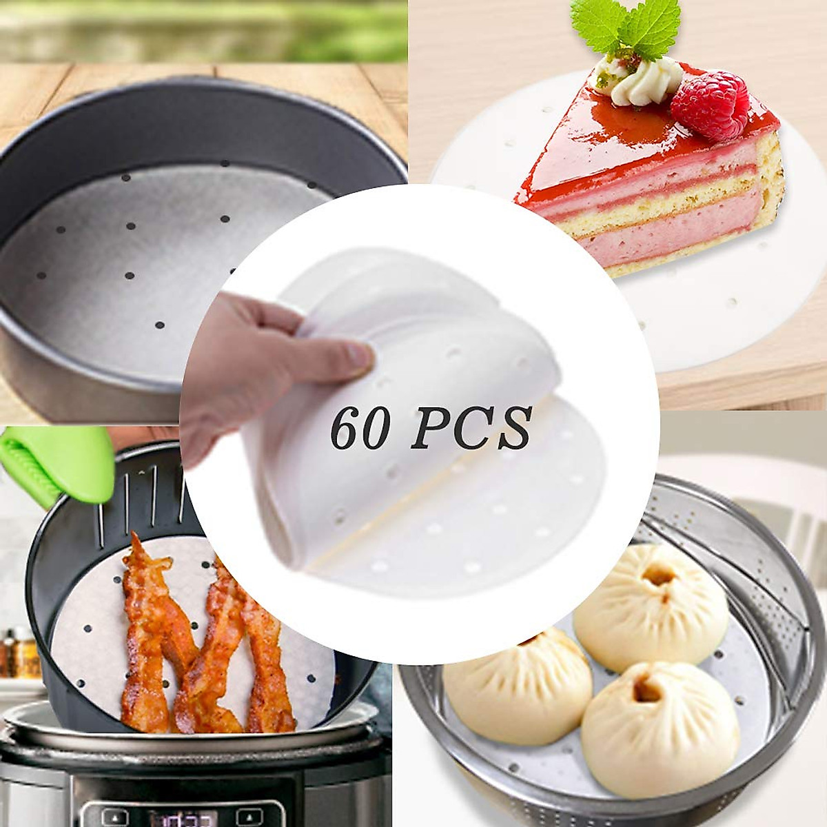 20Pcs Accessories for Instant Pot 6 qt 8qt, Ninja Foodi 8qt - 60 Pcs Parchment Papers, 2 Steamer Baskets, Springform Pan,Stackable Egg Steamer Rack, Instruction & Recipes Book