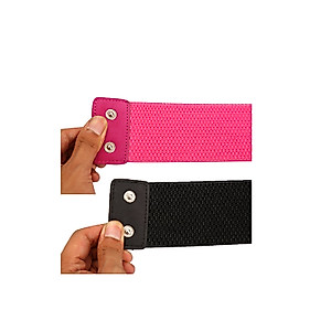 Allegra K Women Press Studs Closure Bowknot Elastic Waist Belt Fuchsia+Black