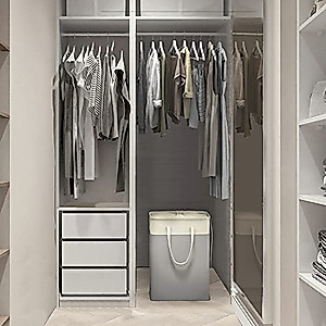 SimpleHouseware Rectangle Terylene Cotton Collapsible Laundry Hamper Basket, Grey