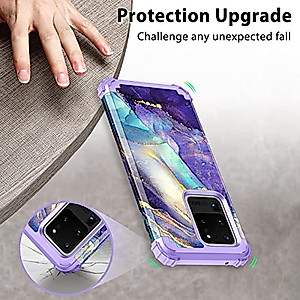 Rancase Compatible with Galaxy S20 Ultra Case,Three Layer Heavy Duty Shockproof Protection Hard Plastic Bumper +Soft Silicone Rubber Protective Case for Samsung Galaxy S20 Ultra 6.9 inch,Purple