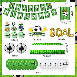 Soccer Party Supplies, Soccer Birthday Party Decorations, Soccer Theme Party Pack Including Banner, Tablecloth, Cake Topper, Cupcake Toppers, Balloons, Soccer Sports Party Supplies for Kids by HAFTSS