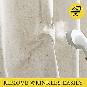 NICETOWN Natural 100% Blackout Linen Curtains 84 inch Long Burg for Living Room, Farmhouse Thick Completely Bedroom Thermal Insulated Drapes Window Treatment Panels (1 Pair, 52" Width Each Panel)