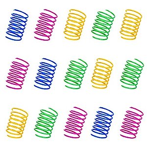 ISMARTEN 100 Pack Pet Wide Colorful Springs Cat Toys Plastic Coil Spiral Springs for Cat Kitten Pets (Random Color)