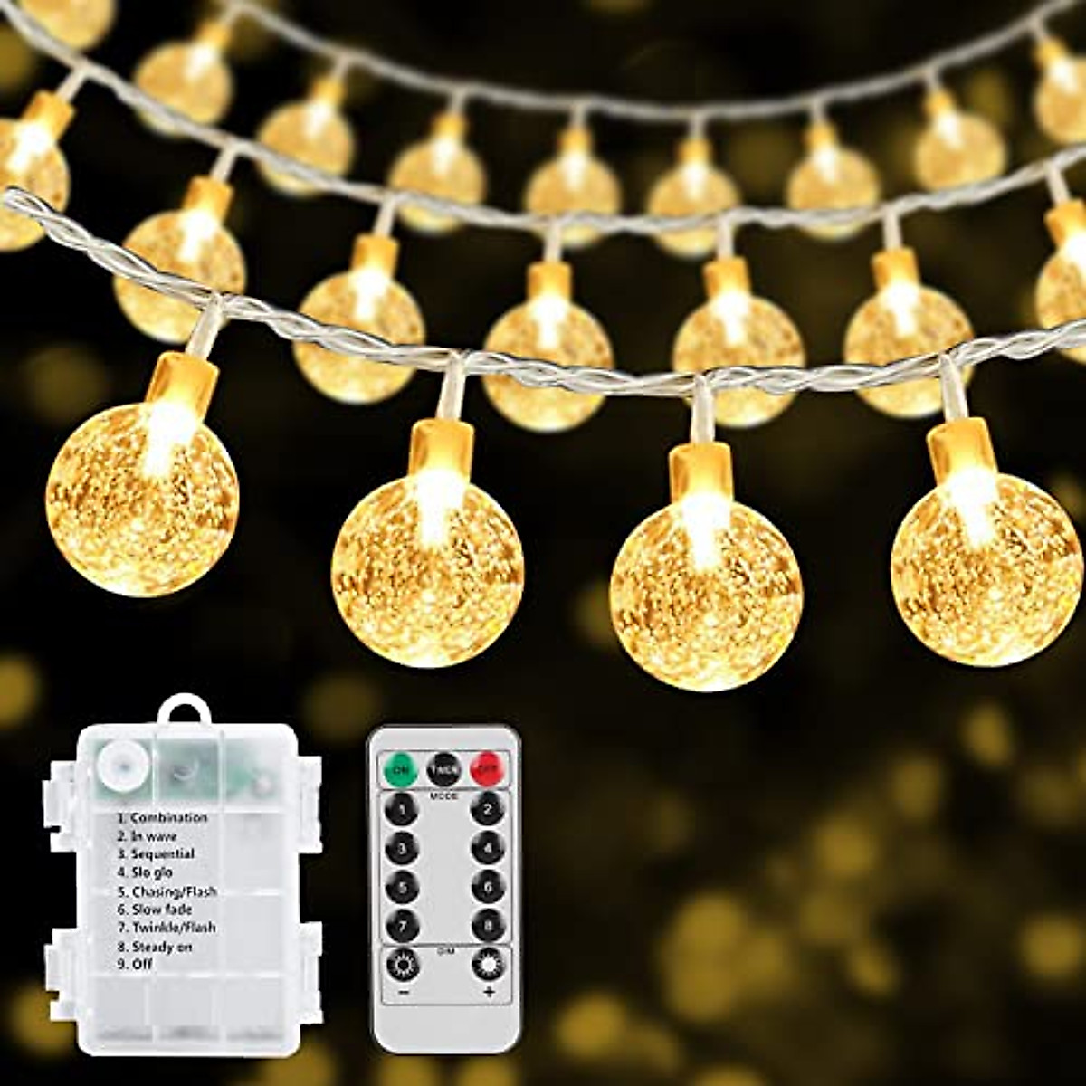 Outdoor String Lights Battery Operated 33FT 100LED Battery Powered String Lights Indoor Waterproof Mini Globe Lights with Remote Timer 8 Lighting Modes for Bedroom Christmas Party Tent Outside Decor