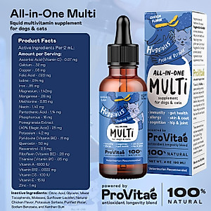 HUGGIBLES All-in-One Multi Liquid Multivitamin for Dogs and Cats – Daily Supplement with Digestive, Immunity, Allergy & Skin & Coat Support, Mobility Support – Antioxidant Blend for Longevity, 2oz