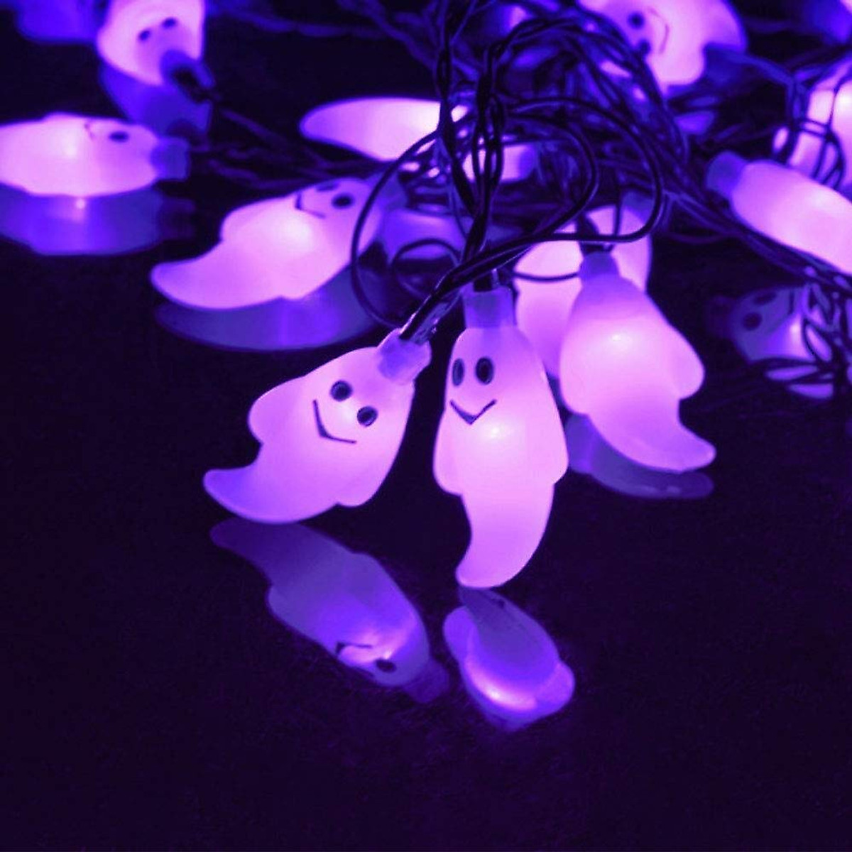 LIUPENGWEI Solar Outdoor Rodgersia String, 30 LED Ghost Globe-Shaped Solar Fairy Lights for Home, Party, Holiday, Christmas Decorations (Purple) Garden Ghost Light