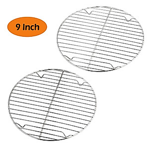 P&P CHEF Cooking Rack Round, 9-Inch Stainless Steel Round Rack for Cooking Cooling Steaming Baking, Fit Air Fryer Pot Pressure Cooker, 2 PACK -Oven & Dishwasher Safe