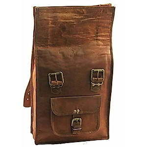 DEENIT'S Tan Pure Leather Roll Top Backpack Bag For Laptop, Ipad , Files, Books Shoulder Bag for Men and Women (24x14x6)