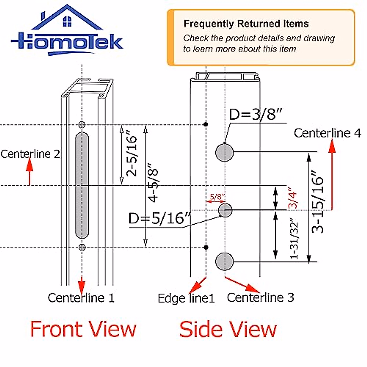 HOMOTEK 1 Pack Patio Door Handle Set, Replacement Sliding Door Handle with Key for Sliding Patio Door Thickness from 1-1/2" to 1-3/4", 3-15/16" Screw Hole Spacing, Mortise Lock, Reversible, White