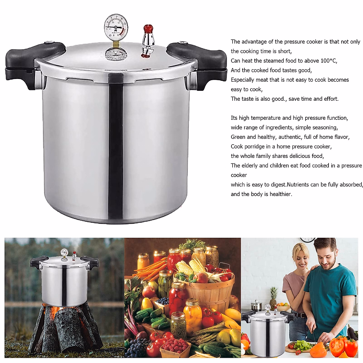 GHKWXUE 25 Quart Pressure Canner Cooker & Induction Compatible Built-in luxury digital pressure gauge With 1 steaming tray & Pressure release 13 PSI (+/- 5 Percent) Delivery from US