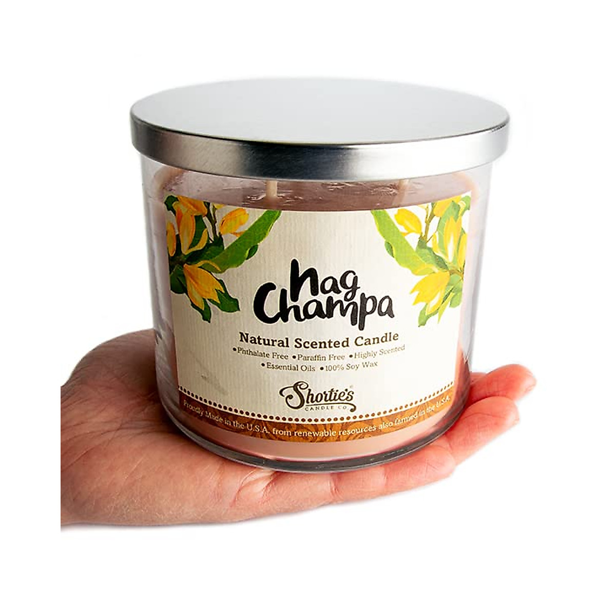 Nag Champa Highly Scented Natural 3 Wick Candle, Essential Fragrance Oils, 100% Soy, Phthalate & Paraben Free, Clean Burning, 14.5 Oz.