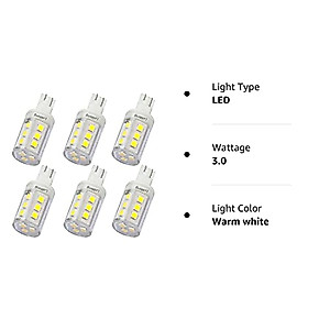 LeMeng 3W T10 Wedge Base RV 921 LED Light Bulb 12VAC/DC Landscape Garden Patio Path Driveway Malibu, RV Camper Trailer Motorhome Marine Boat Dome Fixture Lighting(6000K Daylight White)-6 Pack