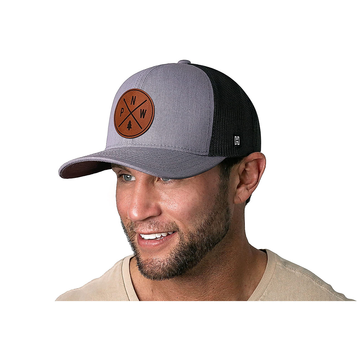 HAKA PNW Hat – Mesh Outdoors Trucker Hat for Men & Women, Adjustable Snapback Baseball Cap, Golf Hat - Synthetic Leather