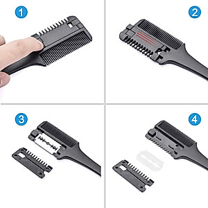 ETERCYCLE Hair Cutter Comb with Extra Razors - Perfect for Men, Women, and Kids - Trim, Thin, and Style with Ease - Sleek Black Design - Hair Cutting and Thinning Tool