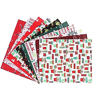 10Pcs Christmas Cotton Fabric Squares Quilting Fabric Patchwork Precut Fabric Scraps for DIY Quilting for Xmas Sewing Crafting (Color : As Shown)