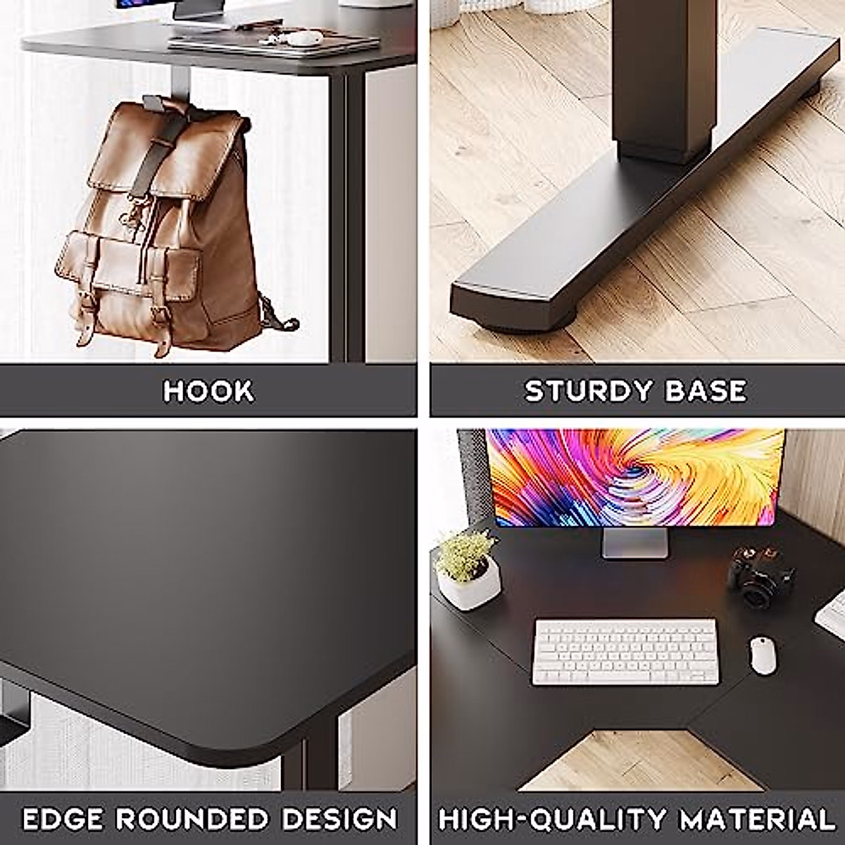 Flamaker L-Shaped Electric Standing Desk, 47 Inch Height Adjustable Sit Stand Desk, Computer Home Office Corner Desk Memory Preset (Black)