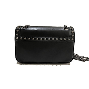 Prada Pattina Glace Calf Leather Nero Black Pattina Studded Handbag Small