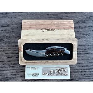 Laguiole En Aubrac Sommelier Waiter's Corkscrew, Grapevine Wood Handle, Wine Opener With Foil Cutter & Bottle Opener, Stainless Steel Brushed Bolsters