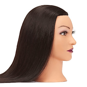 Hairginkgo Mannequin Head 26"-28" Synthetic Fiber Training Head Braiding Head Hair Styling Manikin Cosmetology Doll Head Hairdresser Training Model for Cutting Braiding Practice with Clamp 92022LB0220