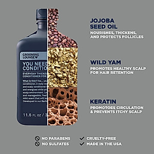 Grooming Lounge You Need Conditioner - Moisturizes and Balances the Scalp - Leaves Hair Soft and Manageable - Cleanses Scalp to Help Create the Optimal Environment for Healthy Hair Growth - 11.6 oz