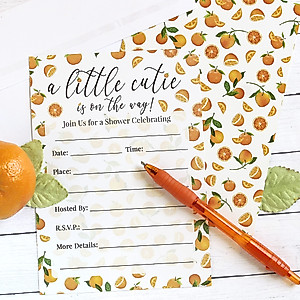 DISTINCTIVS Little Cutie Baby Shower Party Invitations - 10 Cards with Envelopes