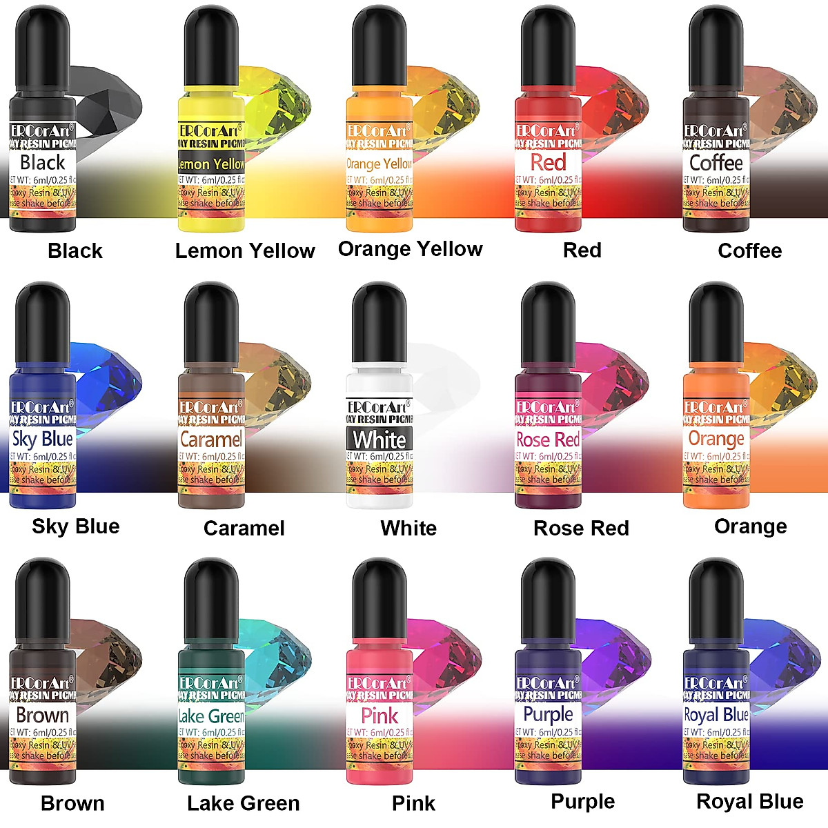 Epoxy Pigment - 30 Colors Transparent UV Dye, Resin Colorant for Resin Jewelry Making Kit, DIY Crafts - 0.25 oz