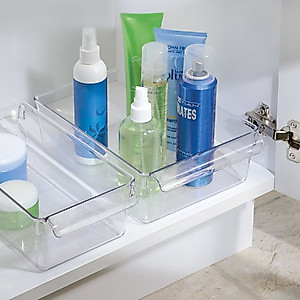 iDesign Linus Kitchen, Pantry, Refrigerator, Freezer Storage Container - 4 Pack, Clear, Large