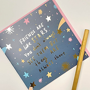 Old English Co. Friends Are Like Stars Greeting Card - Happy Birthday Card for Best Friend - Thank You For Support Friendship card - Thinking of You Card for Her Him | Blank Inside with Envelope