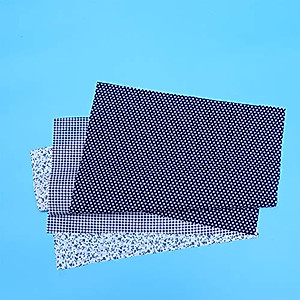 ABOOFAN Embroidery Fabric Floral Cotton Fabric Bundle Cotton Square Quilting Fabric Sewing Patchwork Cloths DIY Scrapbooking Crafts Supplies for Bag Wallet Purse (Navy) Quilted Fabric