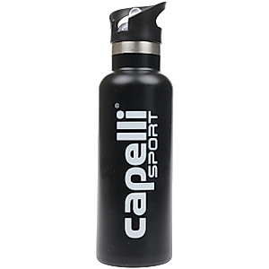 Capelli Sport Water Bottle Stainless Steel, Insulated Thermos Water Bottle with Plastic Straw Cap, Black