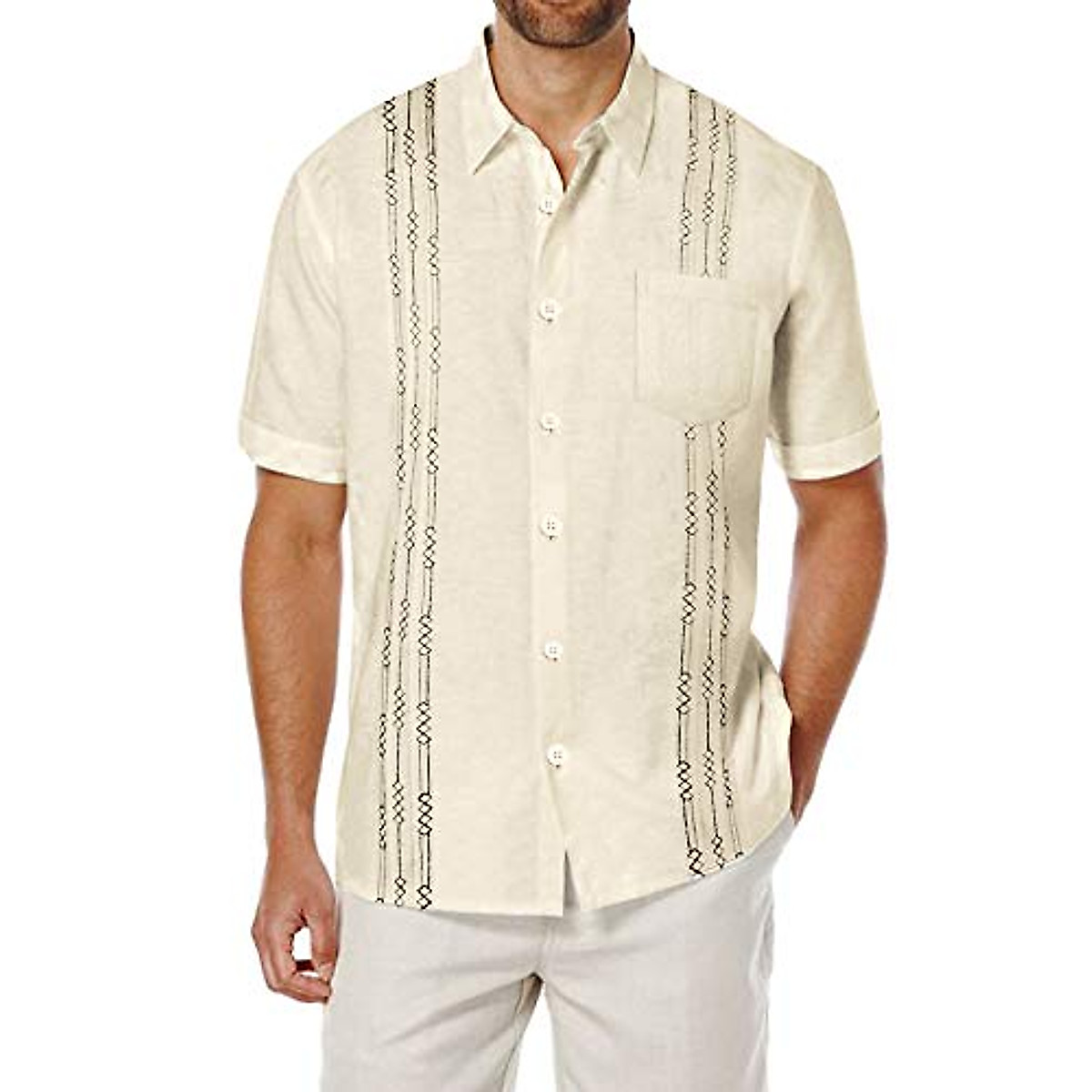 COOFANDY Men's Casual Cotton Beach Button Down Dress Shirt Summer Linen T-Shirt