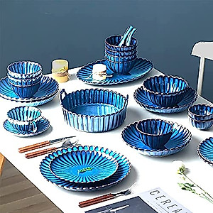 Porcelain Plate and Bowl Set,Dinnerware Set for Home or Special Restaurant, 54 Pcs Dinnerware Sets, Blue Porcelain Tableware Set with Plates Dish Dish Bowls and Coffee Cup, Ceramic Dinner Set for Hom