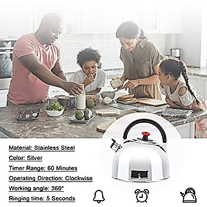 Eboxer 60 Minute Mechanical Kitchen Timer, Teapot Shaped Cooking Timer Clock, Stainless Steel Wind Up Dial Rotating Countdown Egg Timer, Sets from 0 to 60 Minutes