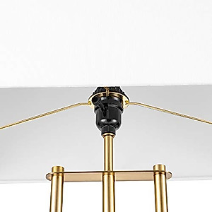Globe Electric 67775 62" Floor Lamp, Matte Brass, White Linen Shade, Floor Lamp for Living Room, Floor Lamp for Bedroom, Home Improvement, Reading Lamp, Home Office Accessories, Home Décor
