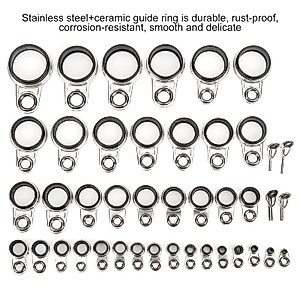VGEBY Fishing Rod Guides Line Rings 41 in 1 Set Rock Casting Tackle Fishing Rod Guides Line Rings Top Tips