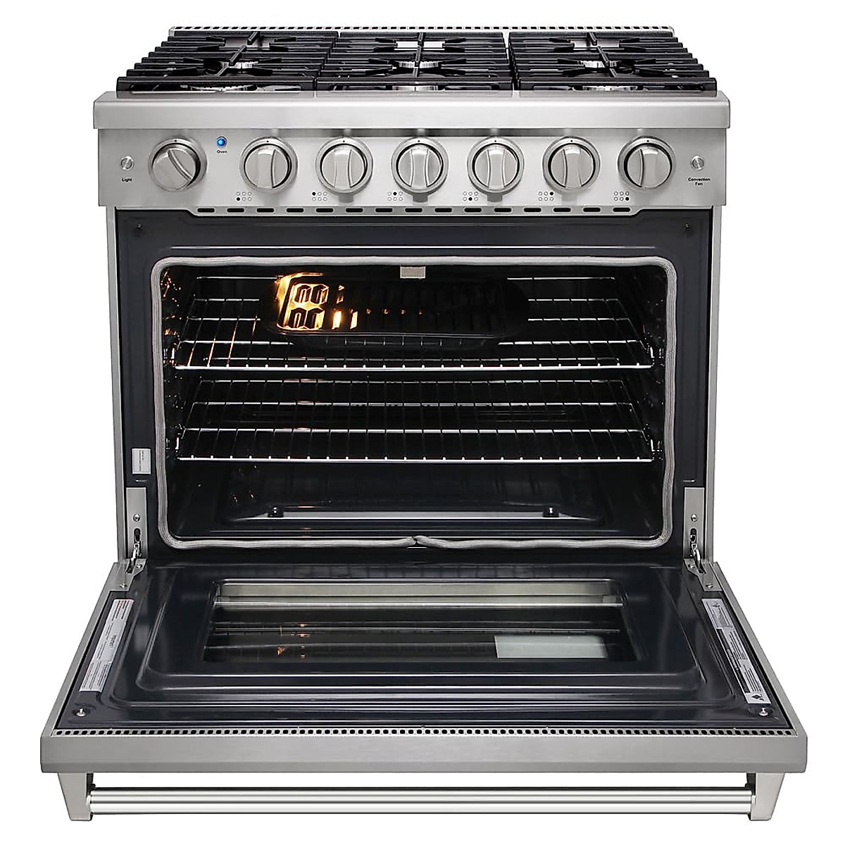 KOSTCH 36 inch Professional Freestanding Pro-Style Propane Gas Range with 6 Burners, 6.0 cu.ft. Oven Capacity, in Stainless Steel - KOS-36RG03MLP (Stainless Steel)