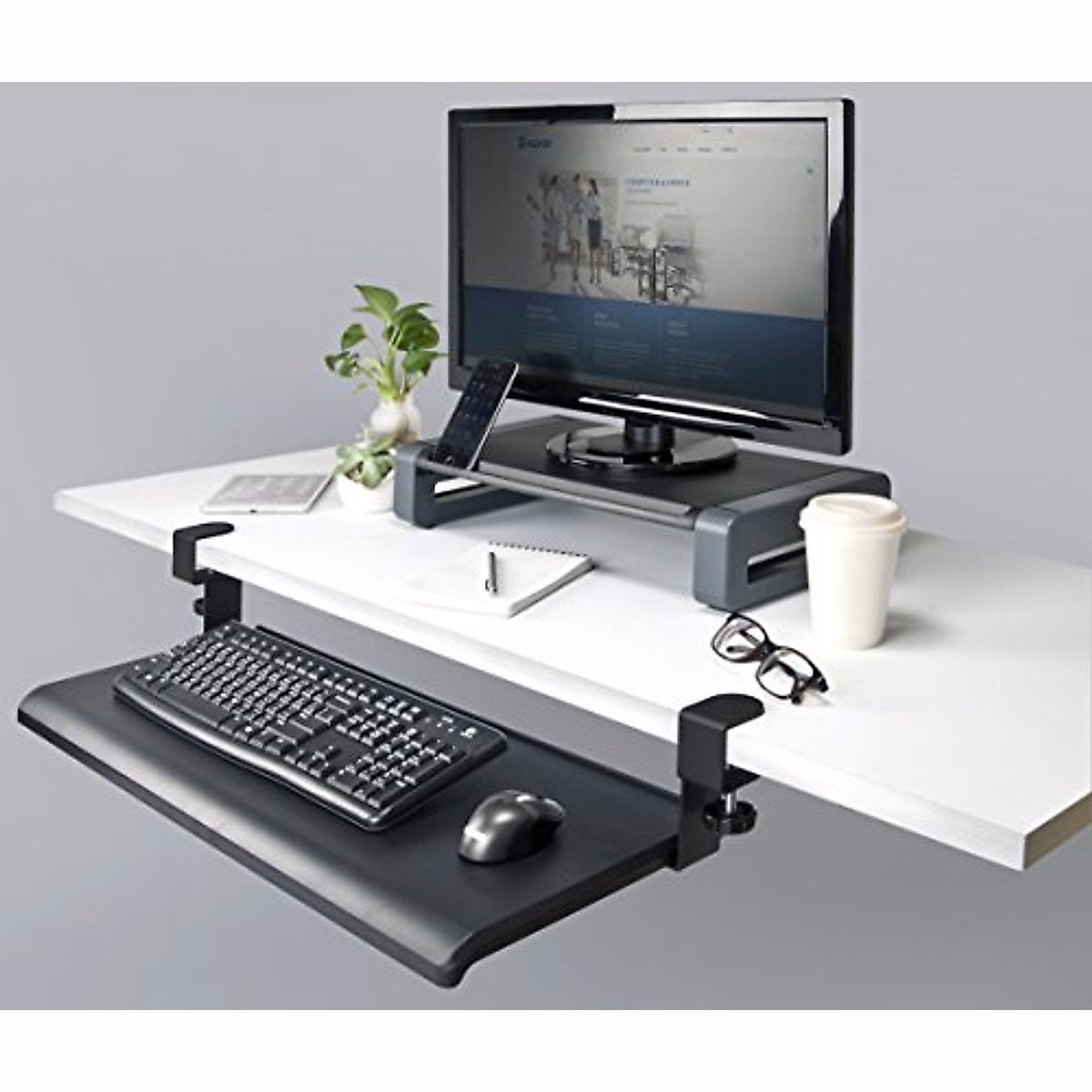 Mobotron Under-Desk Keyboard Clamp Tray Electronic Device Platform