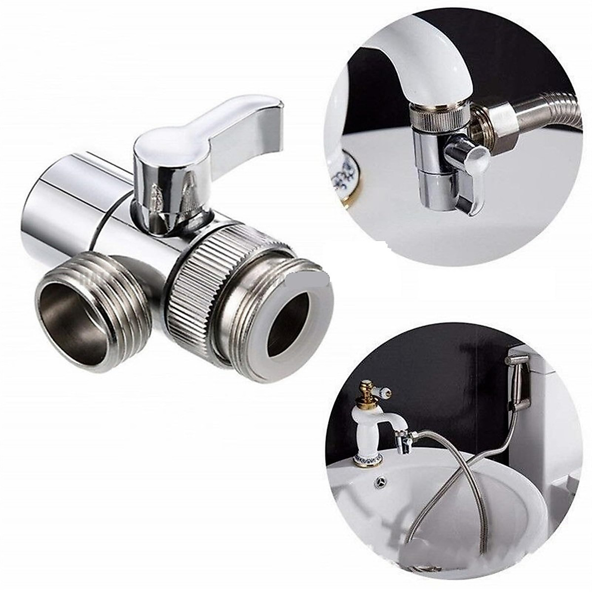 GAJUST M22/M24 Switch Faucet Adapter Kitchen Sink Splitter Diverter Valve Water Tap Connector for Toilet Bidet Shower Bathroom Kitchen (Color : Zinc Alloy)