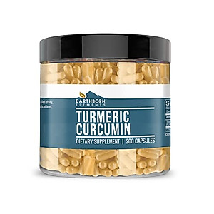Earthborn Elements Turmeric Curcumin 200 Capsules, Pure & Undiluted, No Additives
